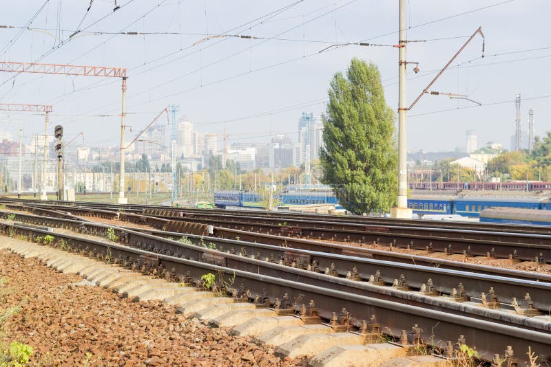 Railroad Track of Multi-track Railway Close-up Stock Photo - Image of ...
