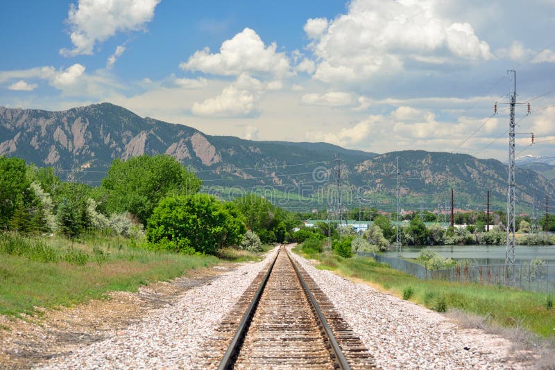 Railroad Tracks in the Mountains on a Sunny Day Stock Image - Image of ...