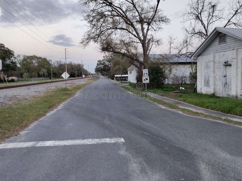 Railroad Tracks and Old Shacks Side Road Stock Image - Image of road ...