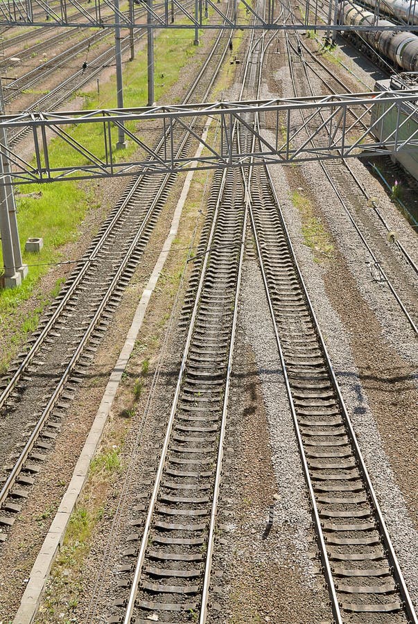 Railroad Tracks Top View on the Line Stock Photo - Image of view, road ...