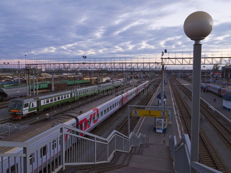 Railroad Tracks,platforms,trains. Stock Image - Image of long, line ...