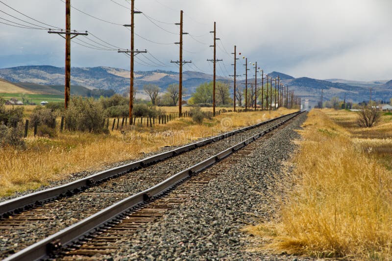 Railroad Tracks and Power Lines Stock Photo - Image of poles ...