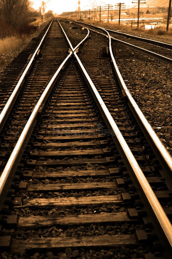 Railroad Tracks with Rails for Train Stock Image - Image of metallic ...