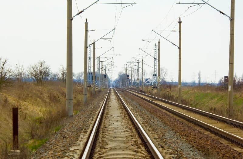 Railroad Tracks, Tracks and Sleepers of a Railway Line Stock Photo ...