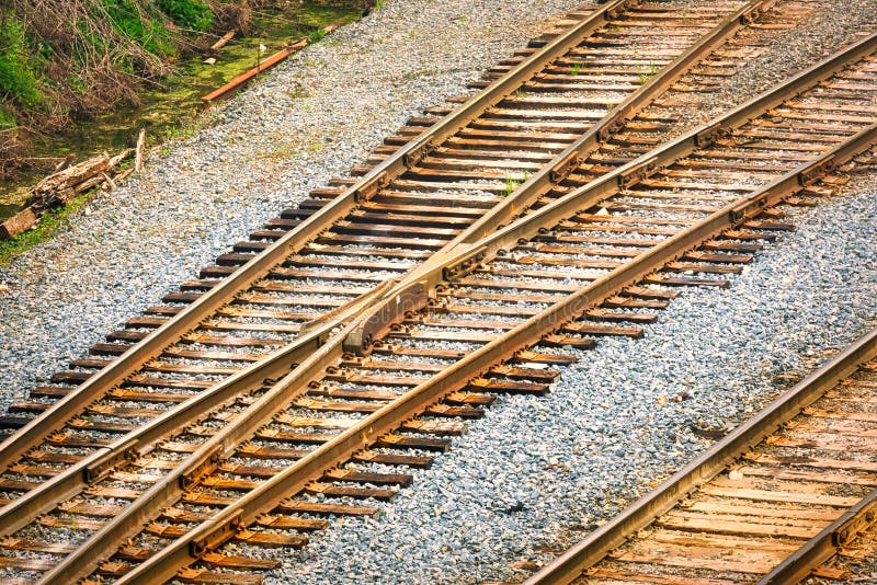 Railroad Splitting - Rail Tracks Split Stock Photo - Image of doubt ...