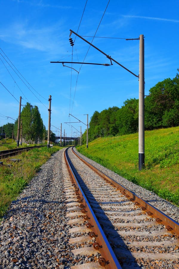 Railroad tracks in summer stock image. Image of rail - 32460319