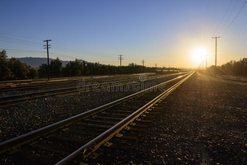 Railroad Tracks at Sunset stock image. Image of dusk - 36716067