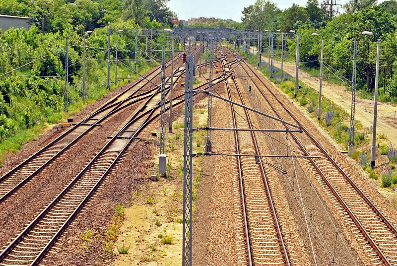 Railroad tracks stock image. Image of iron, grass, sleepers - 93500543