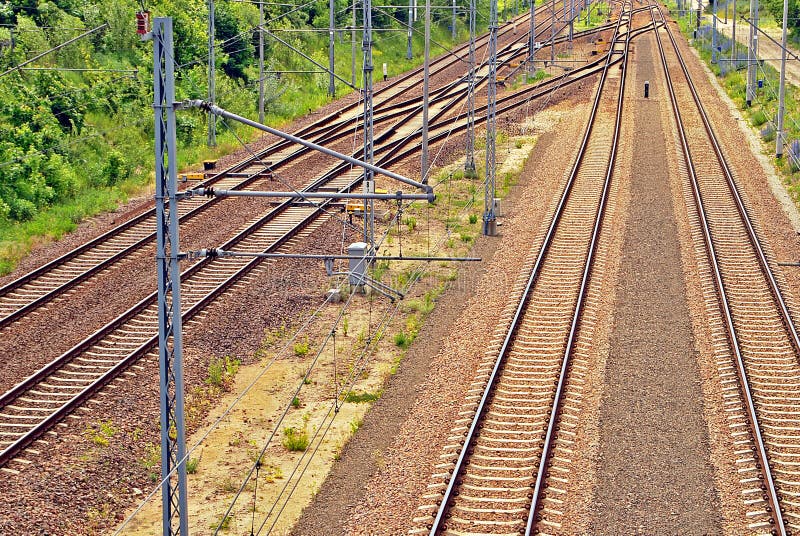 Railroad Tracks Switch Two Paths Come Together Stock Photos - Free ...
