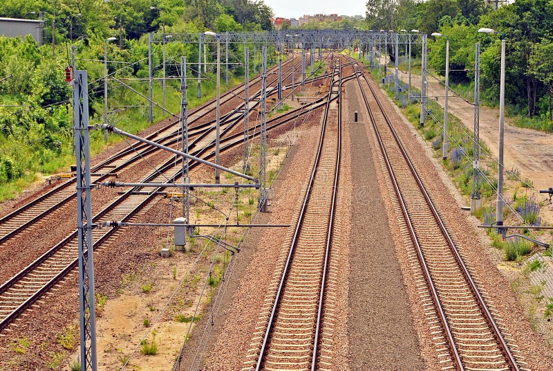 Railroad tracks stock image. Image of steel, path, paths - 93500579