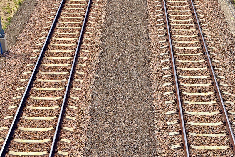 Railroad Tracks with Railroad Switch Two Paths Come Together Stock ...