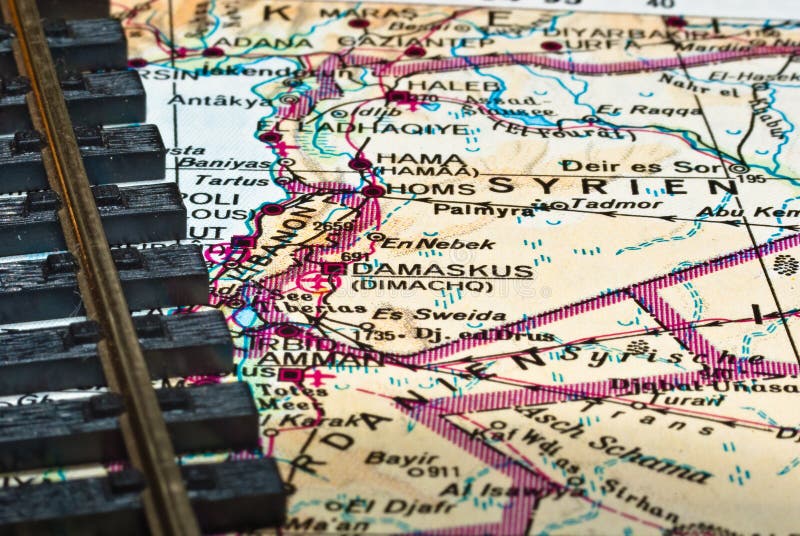 Railroad Tracks on Syria Map Stock Image - Image of explore, metal ...