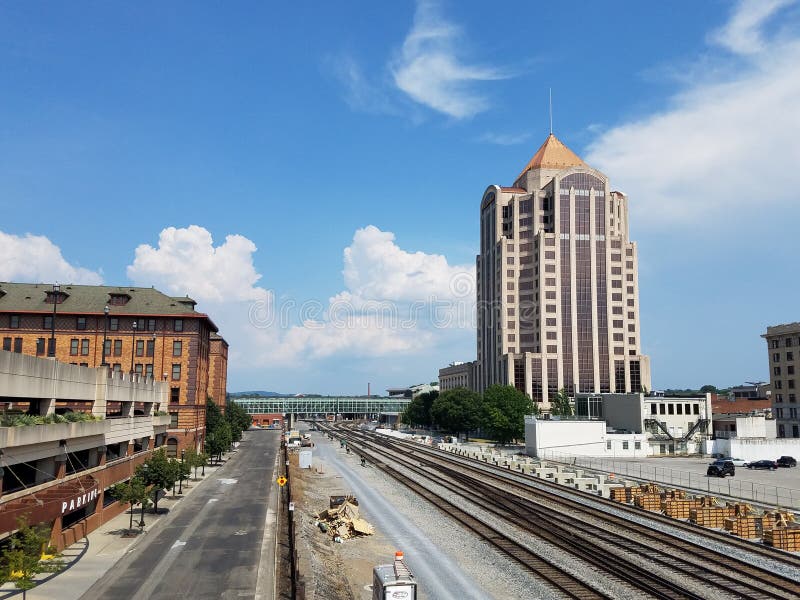 Railroad Tracks and Tall Building Stock Photo - Image of city ...