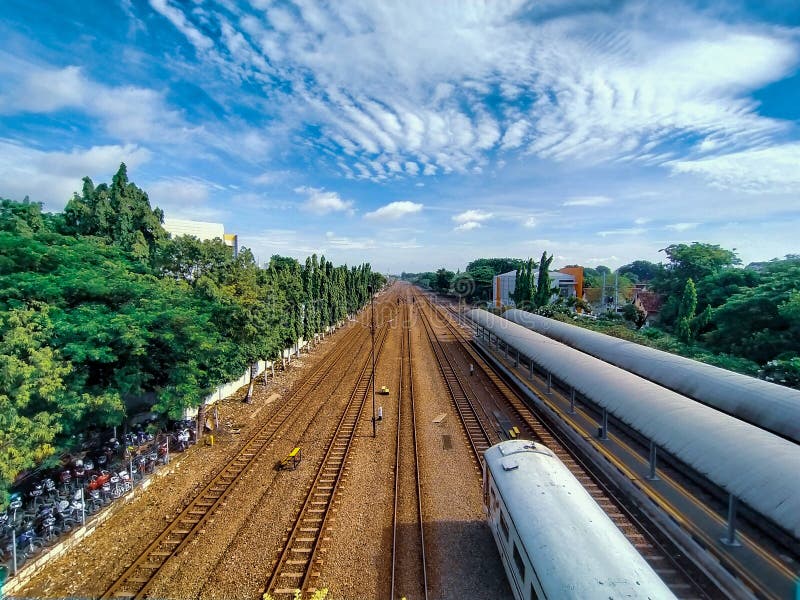 Railroad Tracks from the Top of the Overpass Stock Image - Image of ...