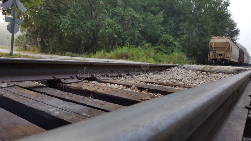 Railroad Tracks and a Train Stock Photo - Image of tracks, train: 102094622