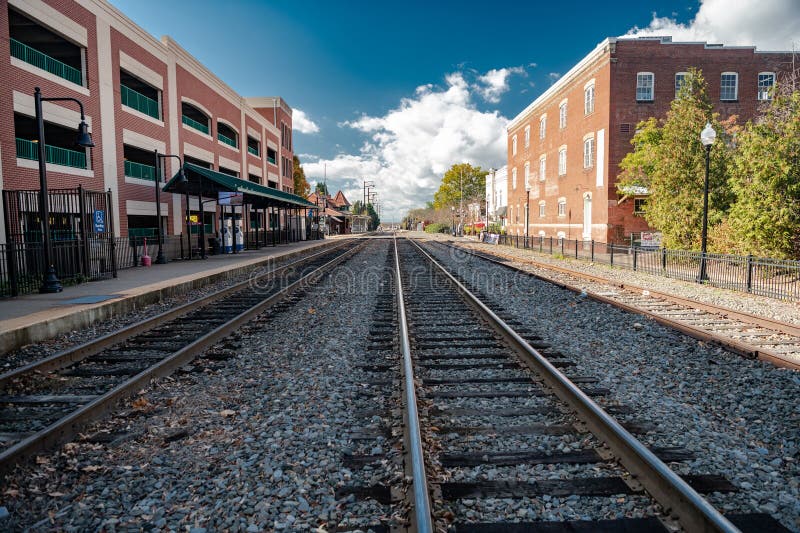 Railroad Tracks and Train Station in Manassas, Virginia Stock Image ...