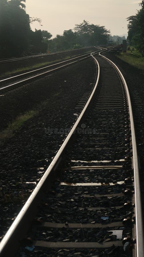 Railroad Tracks that Turn and Merge with Other Rails Stock Image ...
