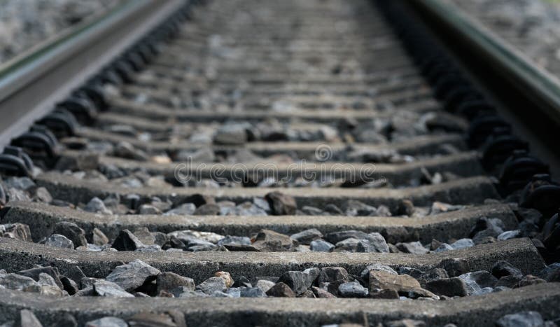 Railroad tracks up close stock photo. Image of lines - 129636820