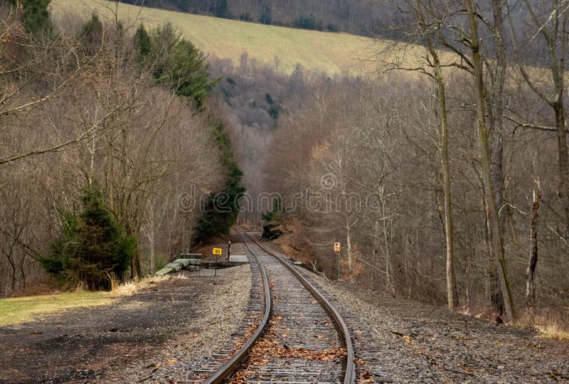 Railroad Tracks in the Valley Stock Image - Image of stones, ties ...