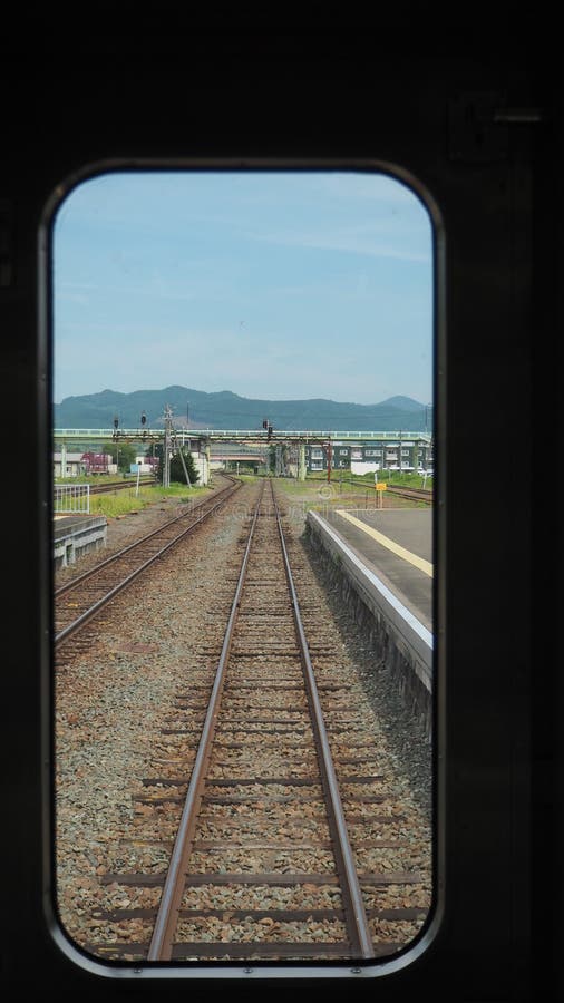 Railroad Tracks View from Inside the Train in Japan Stock Photo - Image ...