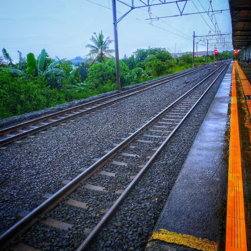 Railroad Tracks at a Village Station Stock Image - Image of station ...