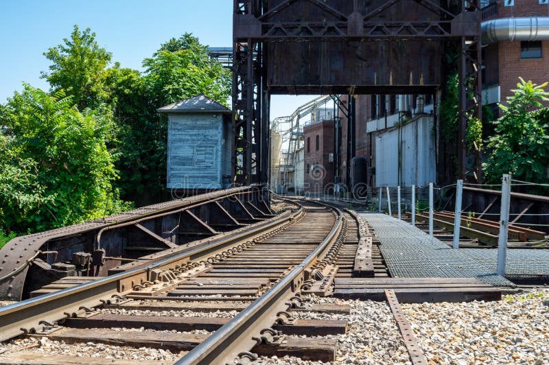 Railroad Tracks beside Warehouse Stock Image - Image of architecture ...