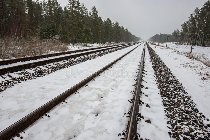 Railroad Tracks in Winter Under Snow Stock Photo - Image of tracks, frost: 149696806