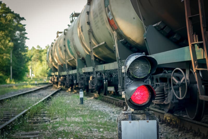 Railroad traffic light stock photo. Image of wagon, liquid - 87627590