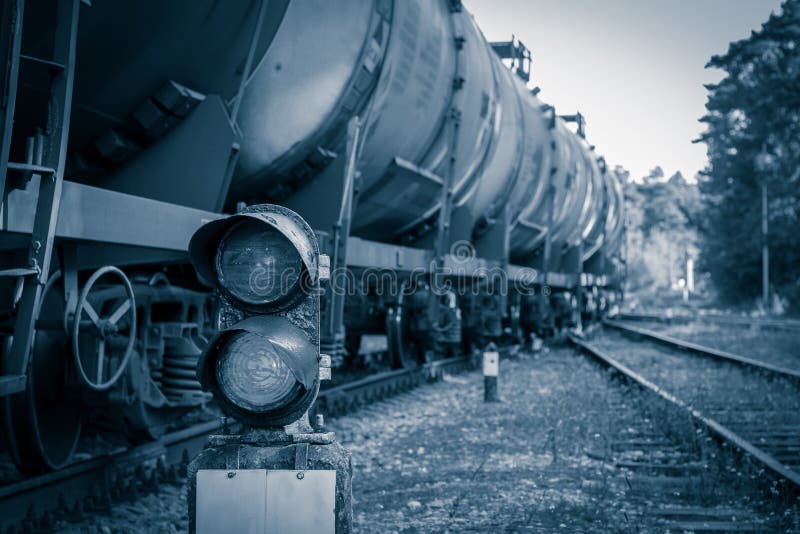Railroad traffic light stock image. Image of toned, freight - 92270249