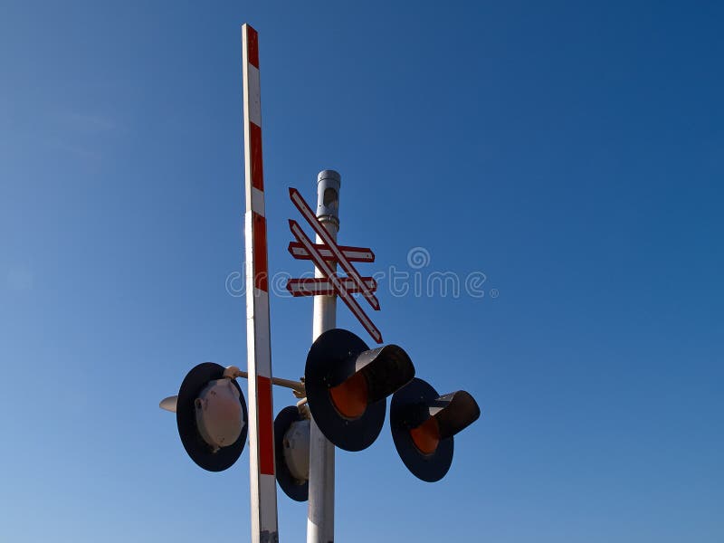 Railroad Train Crossing Sign Signal Light Stock Image - Image of light ...
