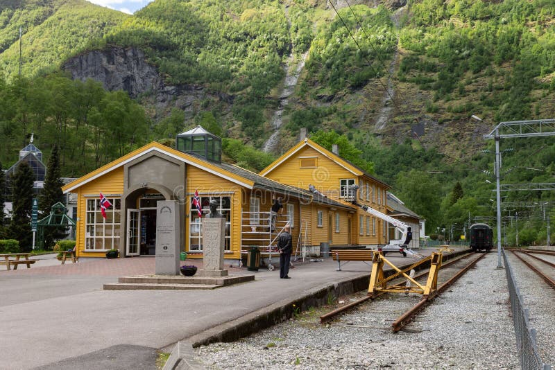 Railroad in the Train Station of Flam, Norway Editorial Stock Photo ...