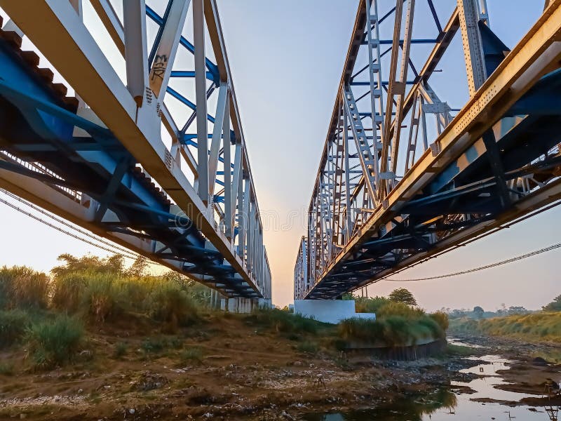 Railroad Transport Bridge Infrastructure Across the River Stock Photo ...