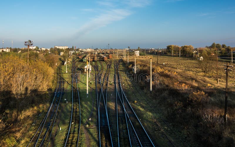 Railroad Turnout Point in Kovel, Ukraine. Railway Transportation Stock ...