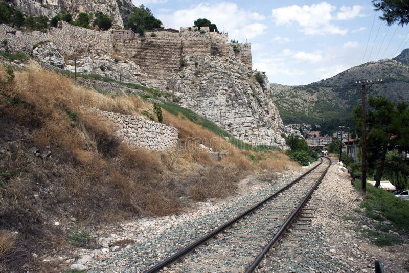 Railroad Under Fort in Amasya Stock Image - Image of rail, mountains ...