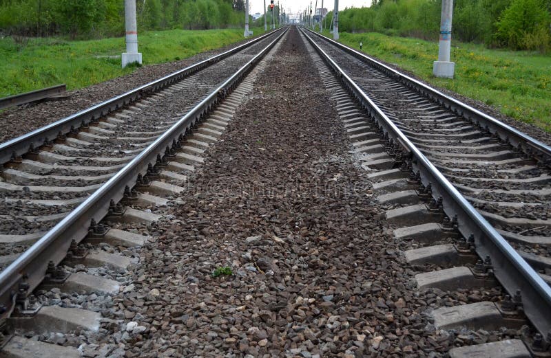 Railroad Way Going into the Distance Stock Photo - Image of environment ...