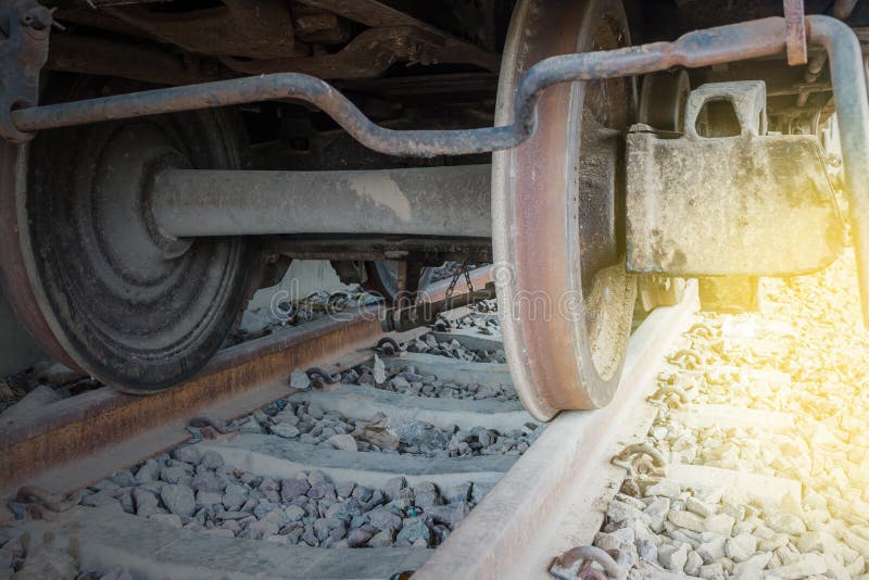 Railroad Wheel on Rail for Transport Stock Image - Image of transport ...