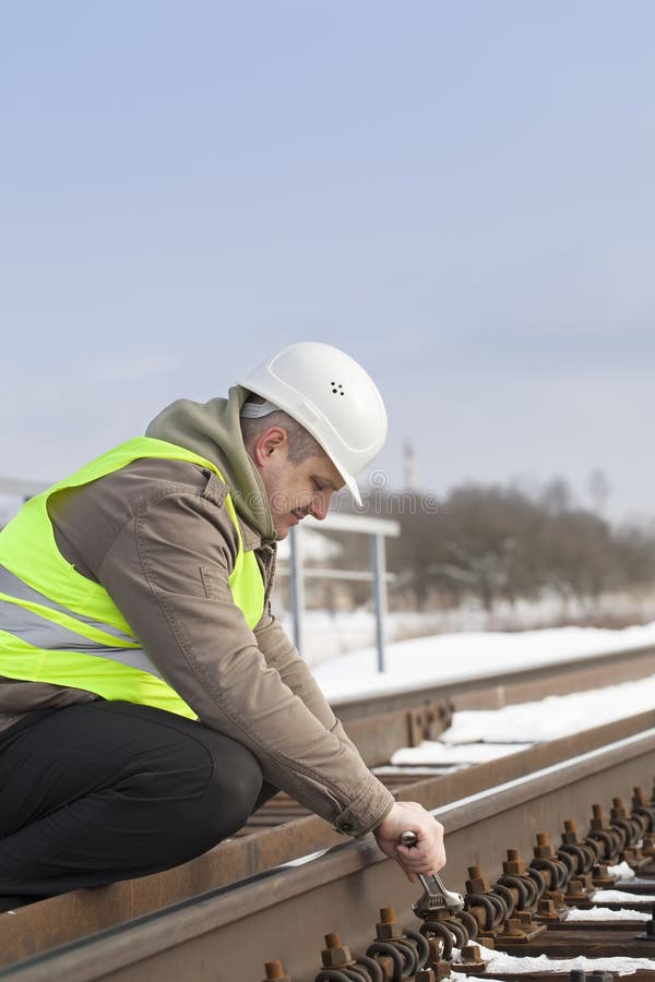 Railroad Worker with Adjustable Wrench Stock Image - Image of foreman ...