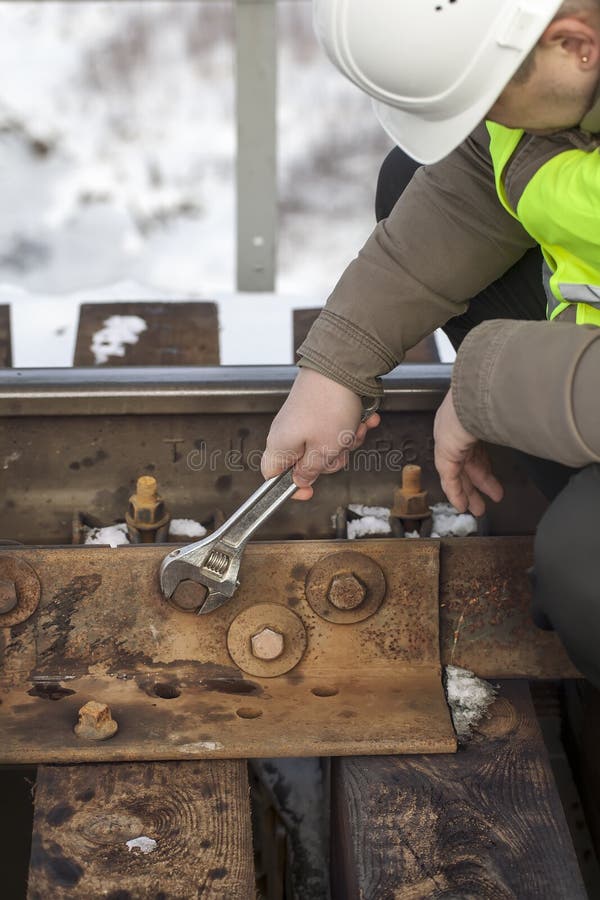 Railroad Worker with Wrench Stock Image - Image of industrial, engineer ...