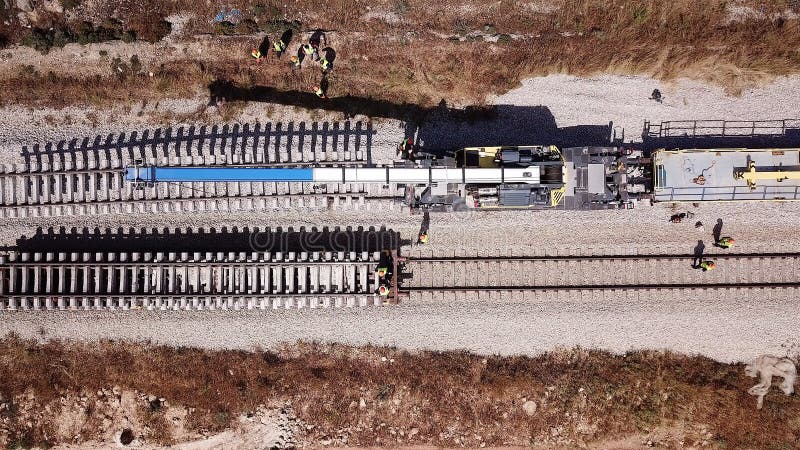 Railroad Workers Repairing a Broken Track. Repairing Railway. Rail ...