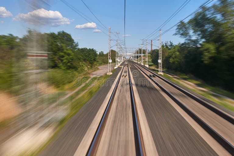 Rails blur stock photo. Image of trip, electric, countryside - 320365252