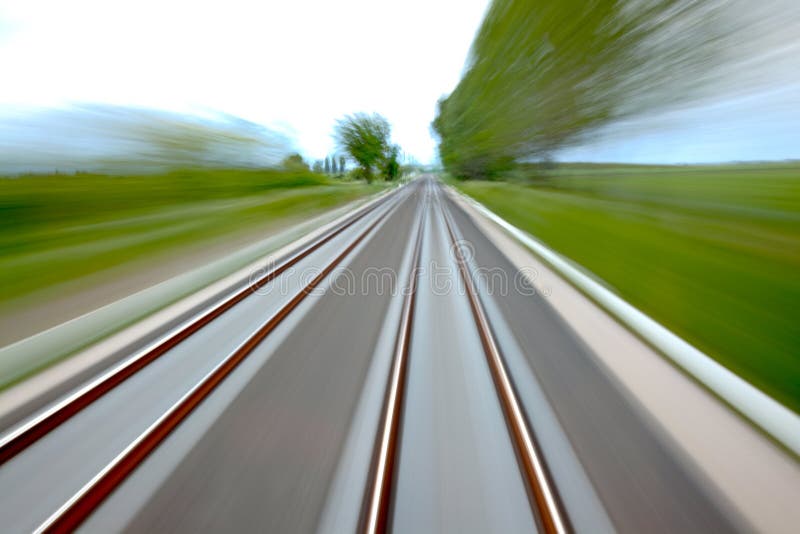 High speed rail tracks stock image. Image of blur, move - 6389593