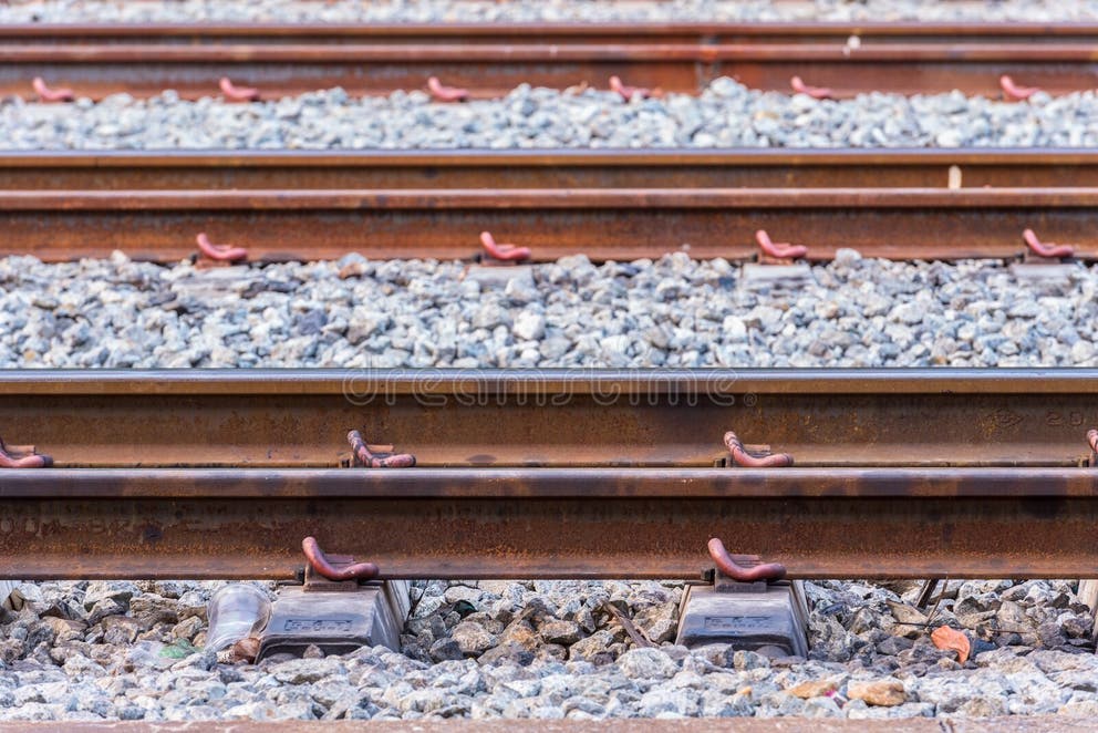 Rails Close-up with Defocused Background Stock Image - Image of track ...