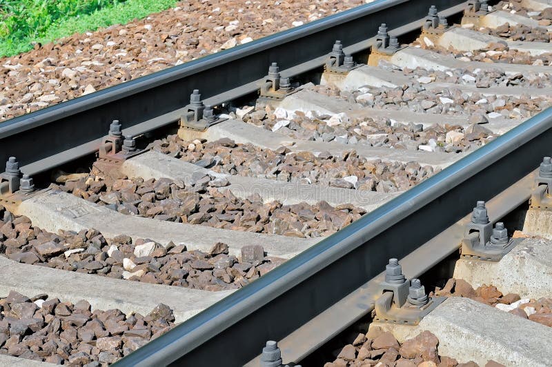 Rails and Cross Ties.Railway Road,concept, Close-up Stock Photo - Image ...