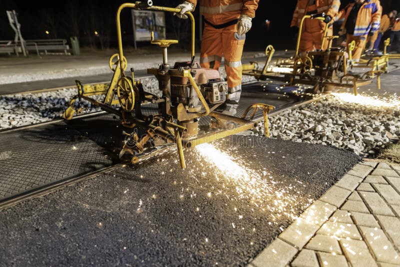 Rails are Ground Down by Track Builders Stock Photo - Image of builders ...