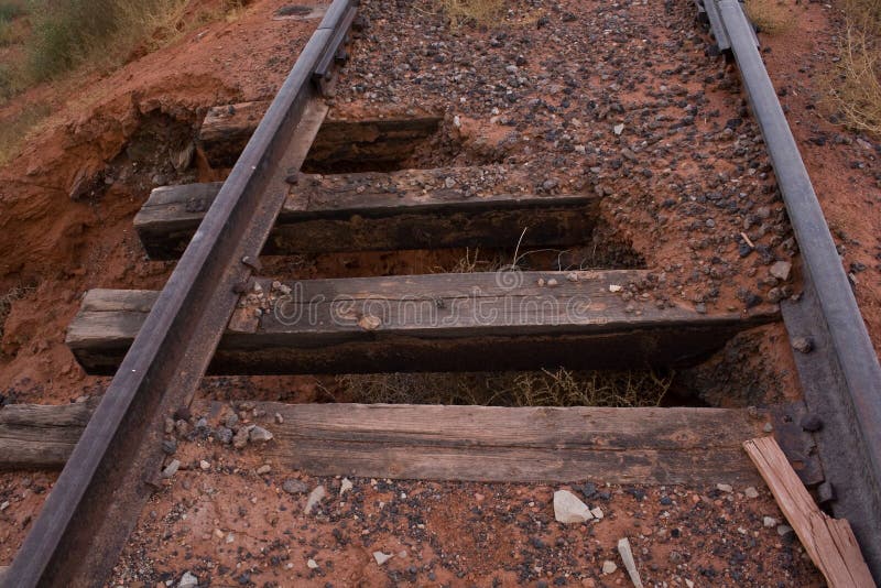 Rails. Old Abandoned Railway Stock Image - Image of hole, permanent ...