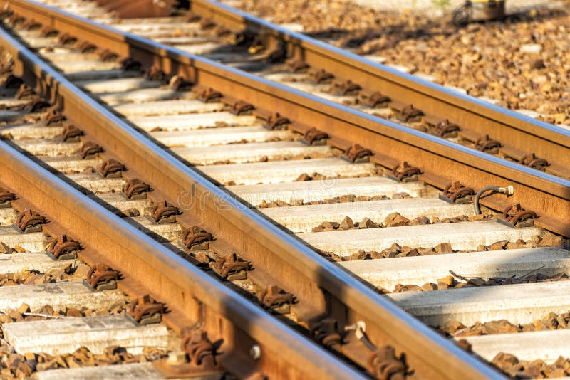 Rails in a railway station stock image. Image of railways - 176717201