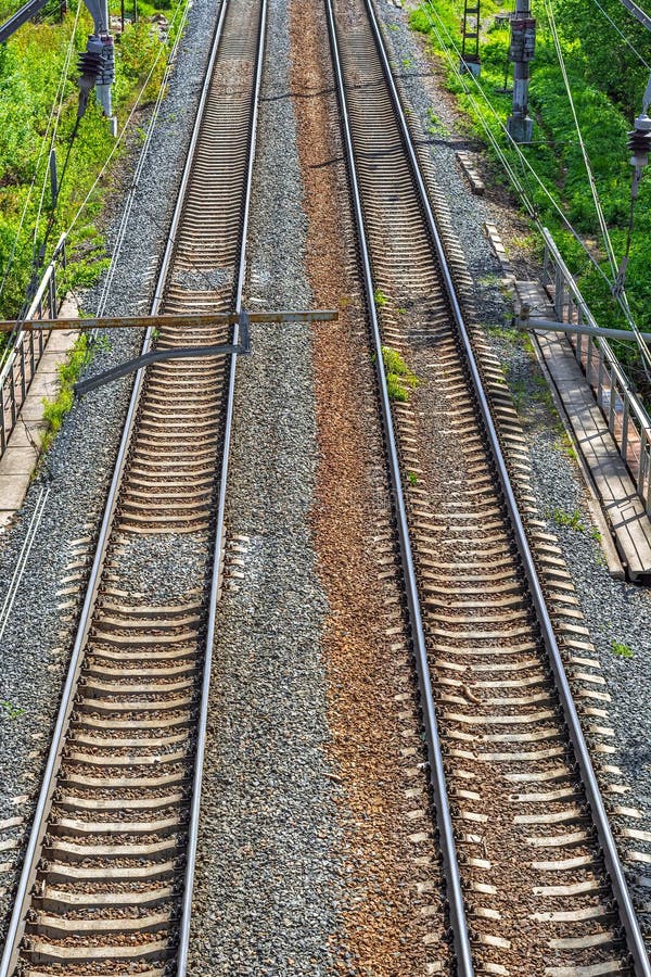Rails of the railway stock image. Image of outdoor, iron - 186871841