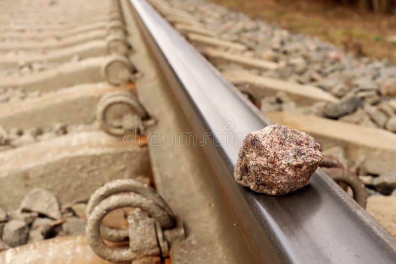 Rails. Railways. Stone on the Rails Stock Photo - Image of sand, temple ...