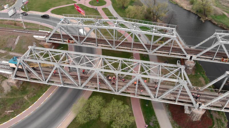 Rails Renovation. Heavy Machines Working on Reconstruction Site of ...