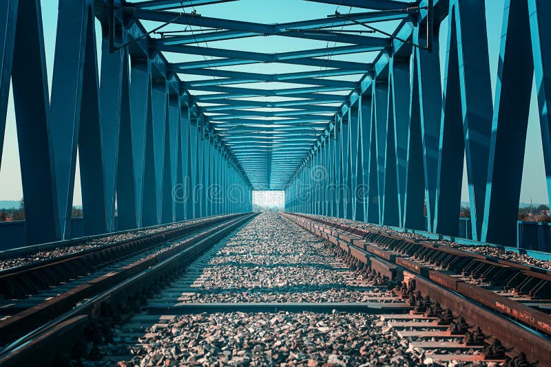 Rails running on a bridge stock image. Image of beautiful - 89798873